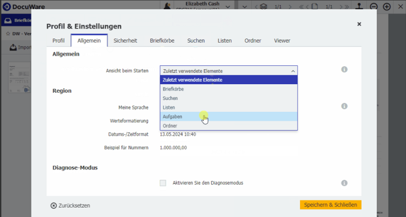 Individuell: Passende Startansicht für DocuWare festlegen